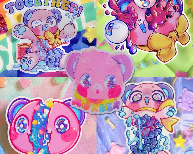 Pastel Gore Snare-bear Stickers - Cute Yamikawaii Edgy Teddy Bear ...