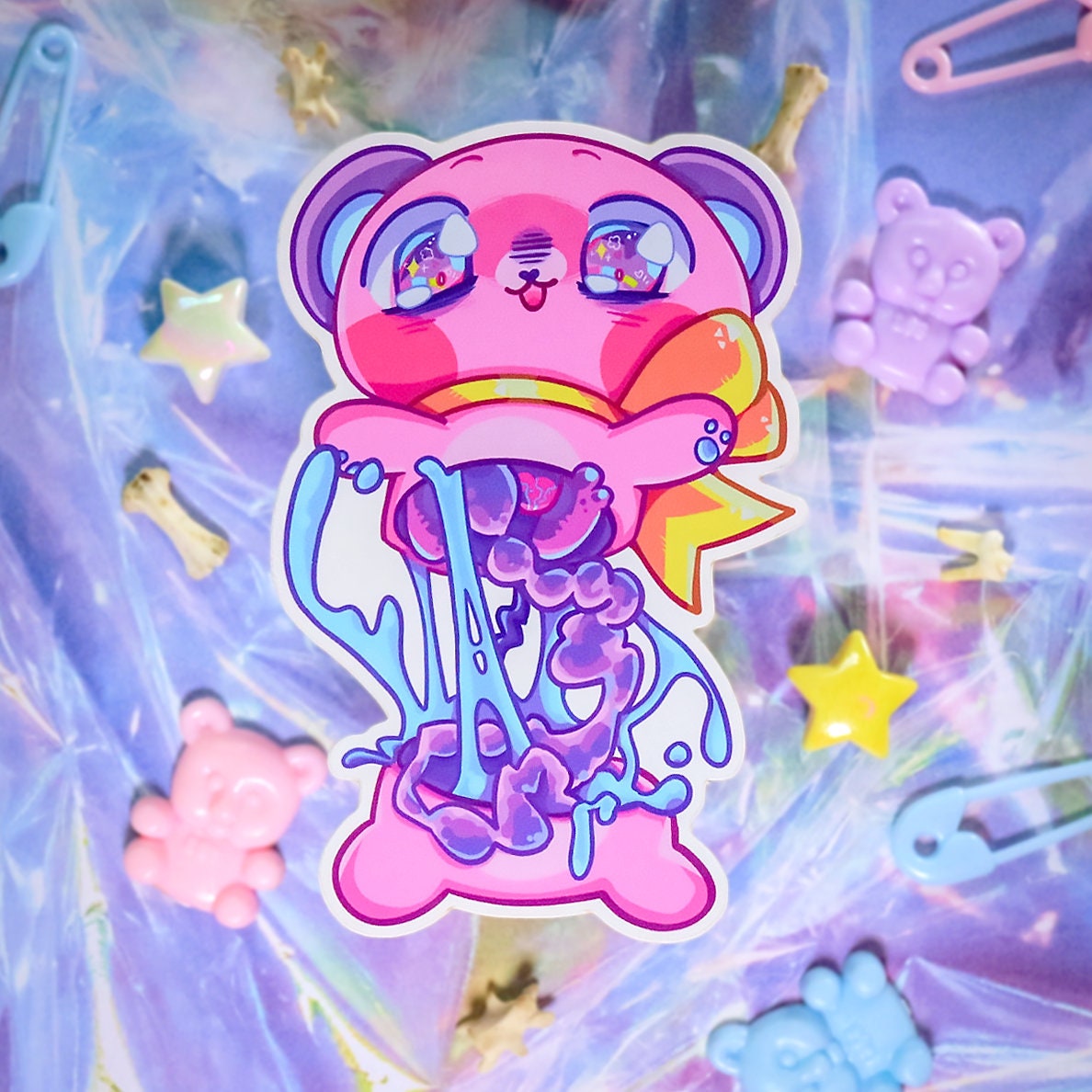 Pastel Gore Snare-bear Stickers Cute Yamikawaii Edgy Teddy Bear, Sweet ...