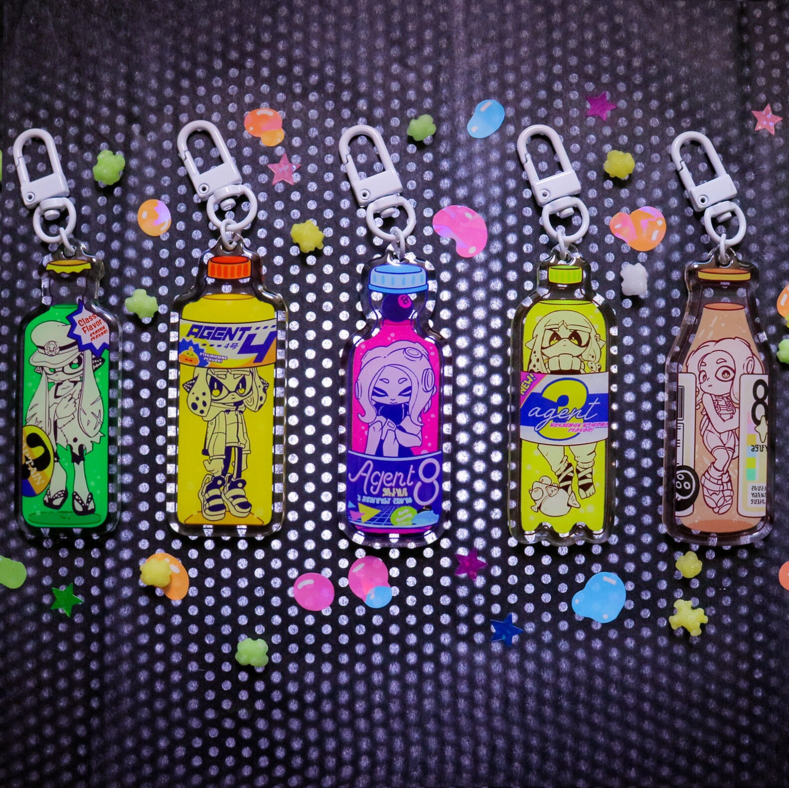 Agent Soda Double-sided Epoxy Keychain Charms Splatoon Inspired ...