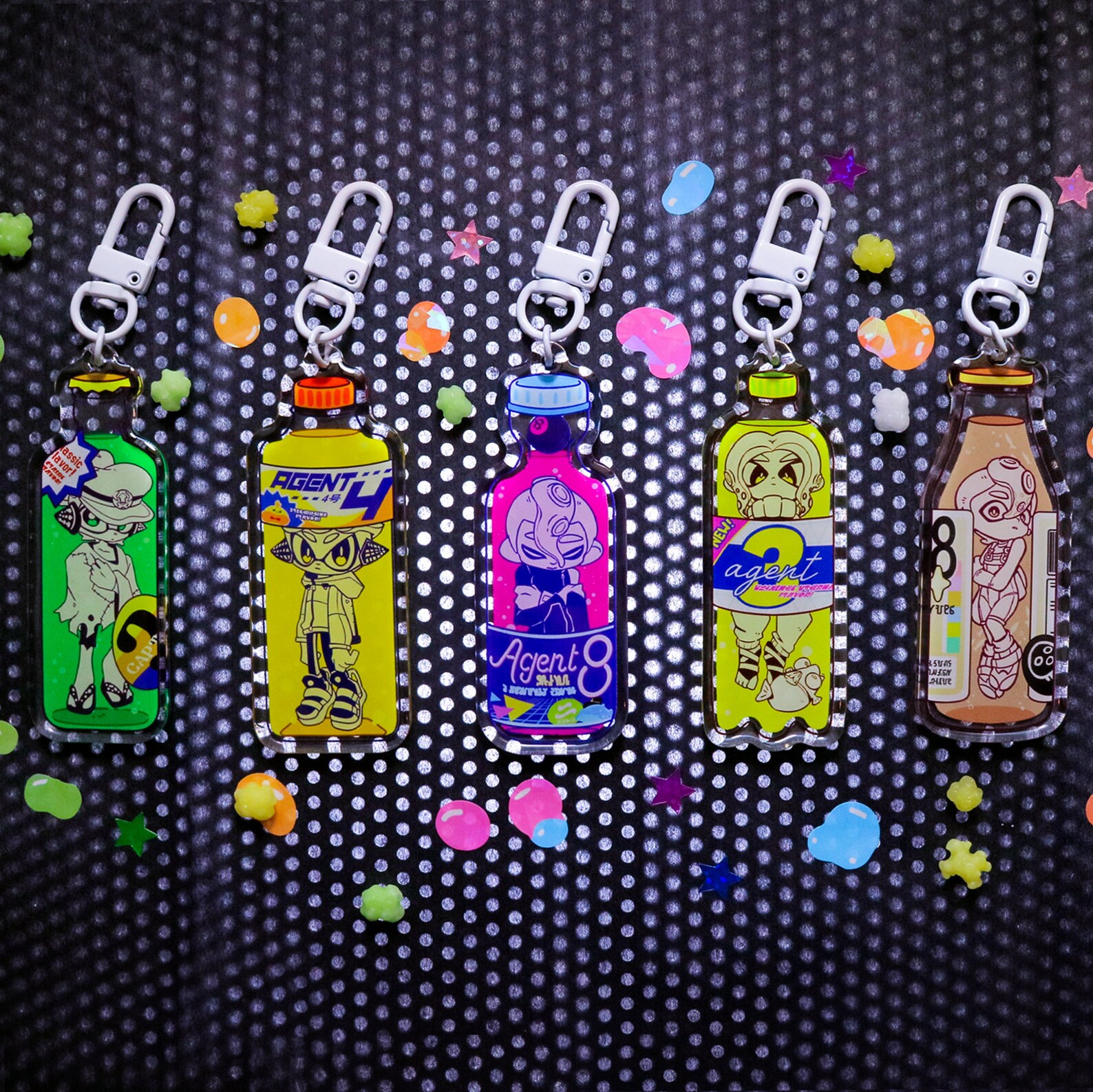 Agent Soda Double-sided Epoxy Keychain Charms Splatoon Inspired ...
