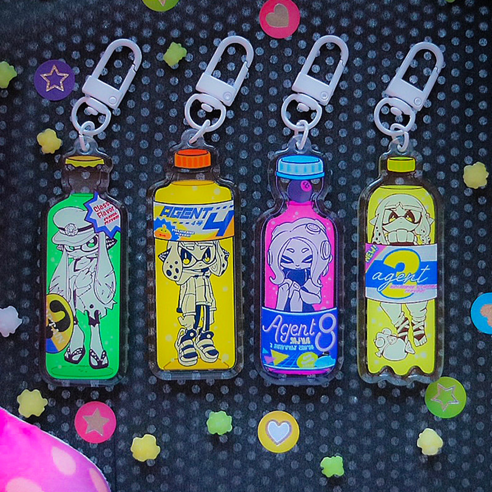 Agent Soda Double-sided Epoxy Keychain Charms Splatoon Inspired ...