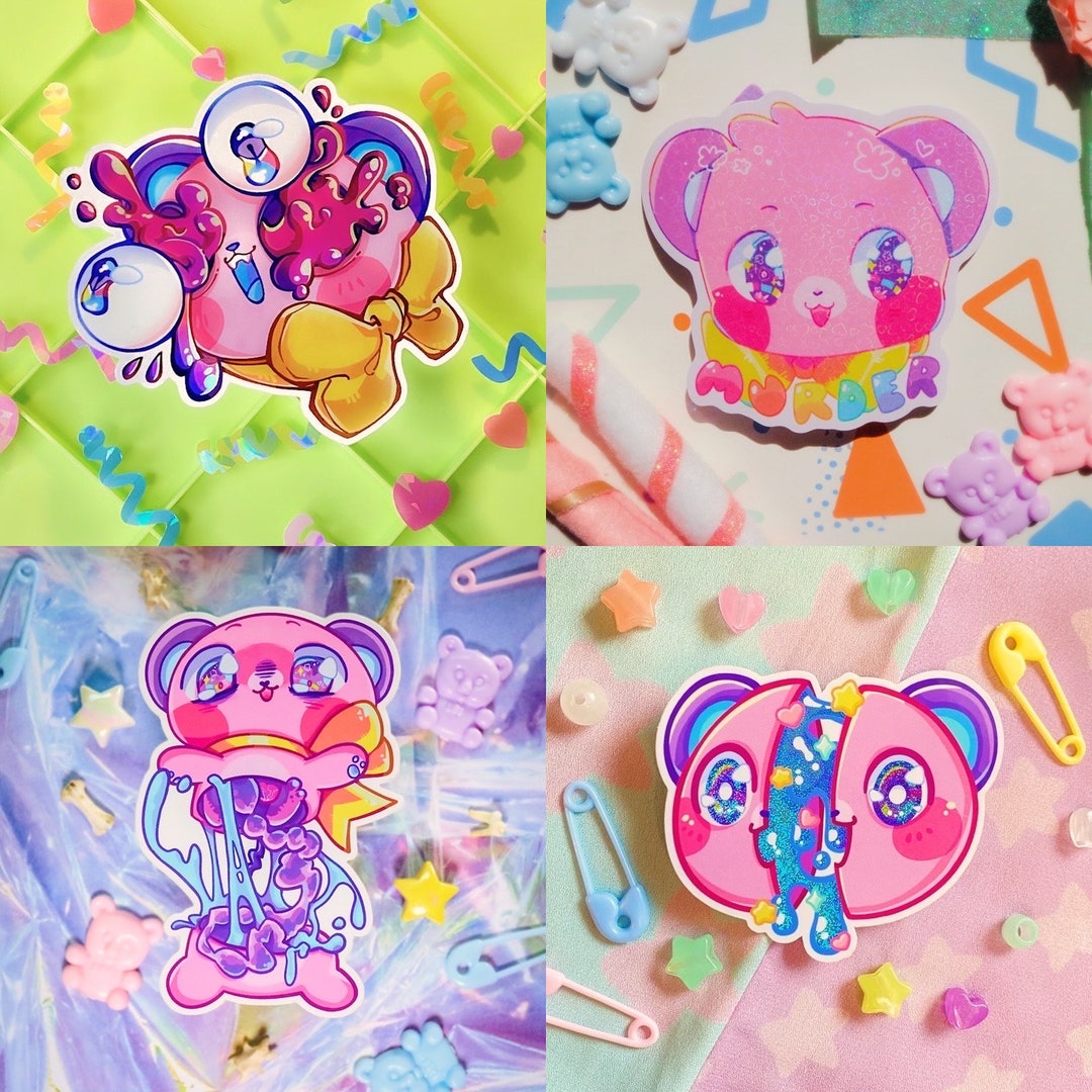 Pastel Gore Snare-bear Stickers Cute Yamikawaii Edgy Teddy Bear, Sweet ...