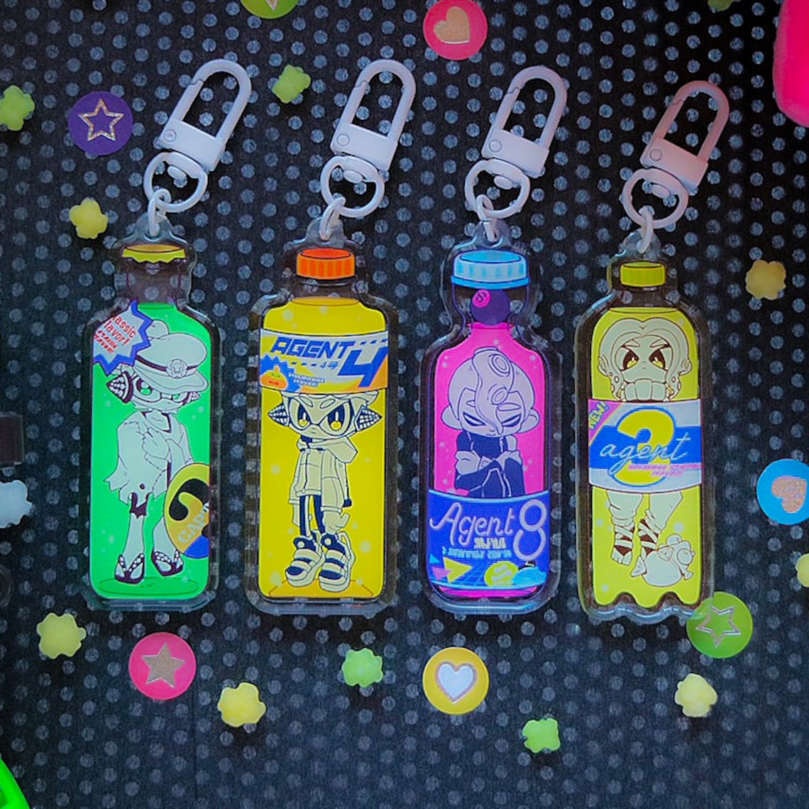 Agent Soda Double-sided Epoxy Keychain Charms Splatoon Inspired ...