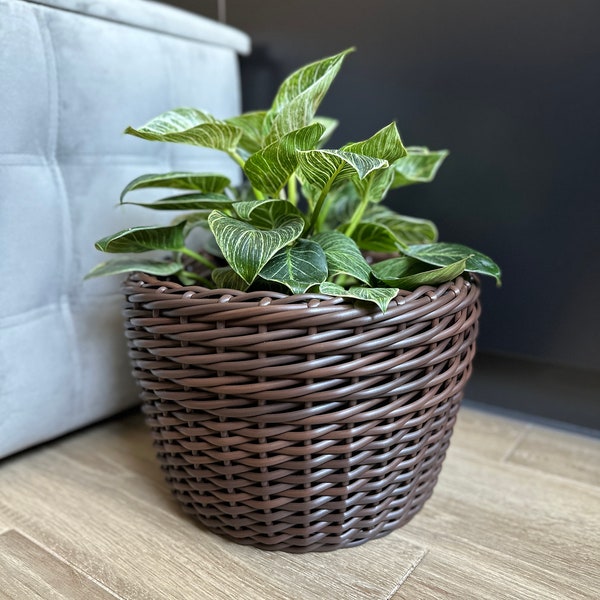 Large Rattan Planter - Etsy