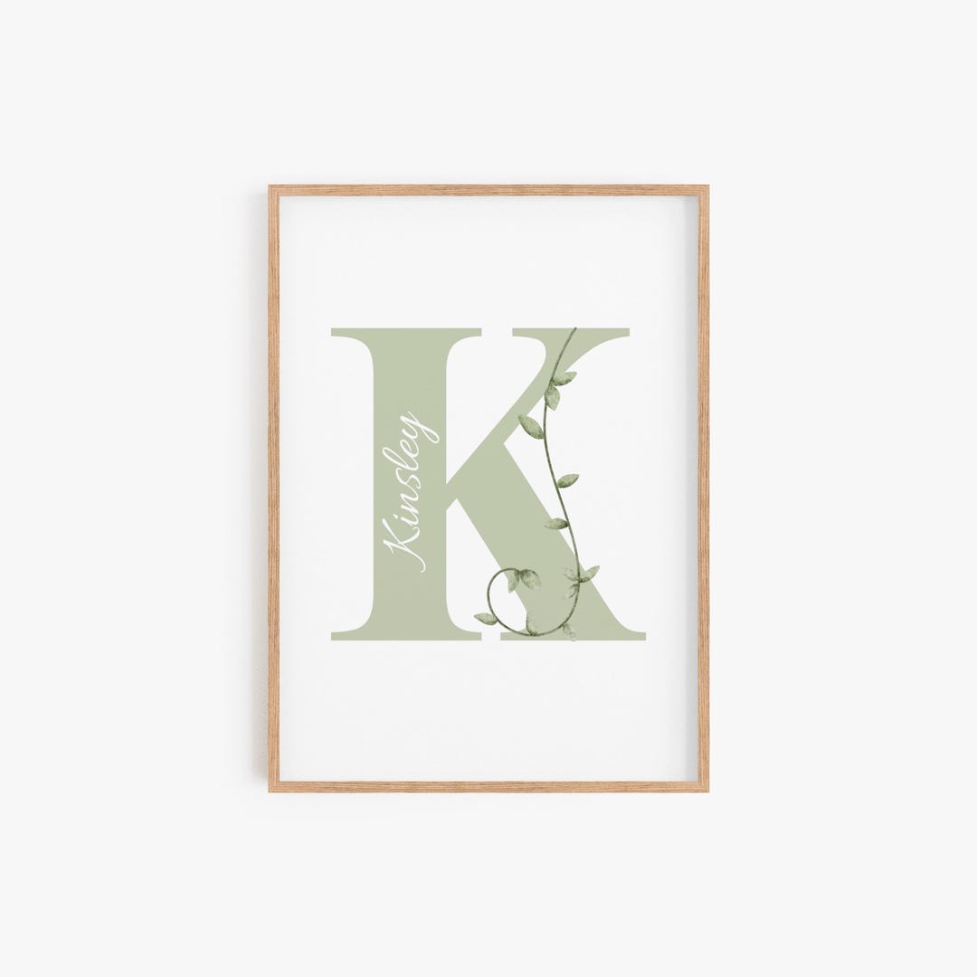 Green Personalized Name Prints for Kids Room | Safari Nursery Letter ...
