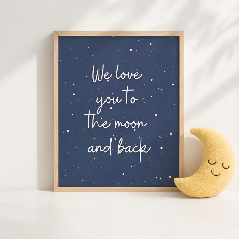 I Love You to the Moon and Back | Dark Blue Space Prints for Baby Room ...