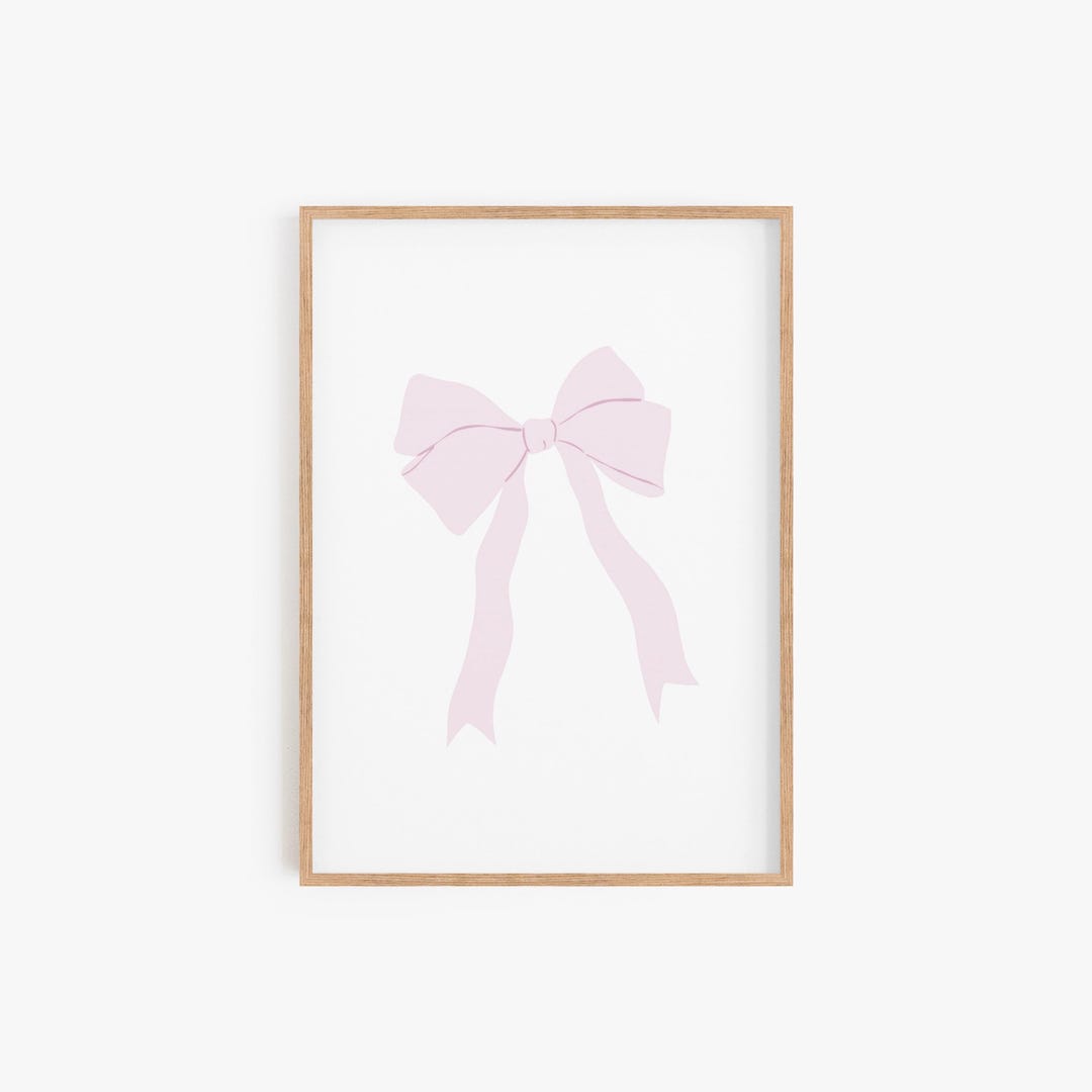 Pink Bow Nursery Wall Art | Pastel Bow Prints for Baby Girl Room | Pink ...