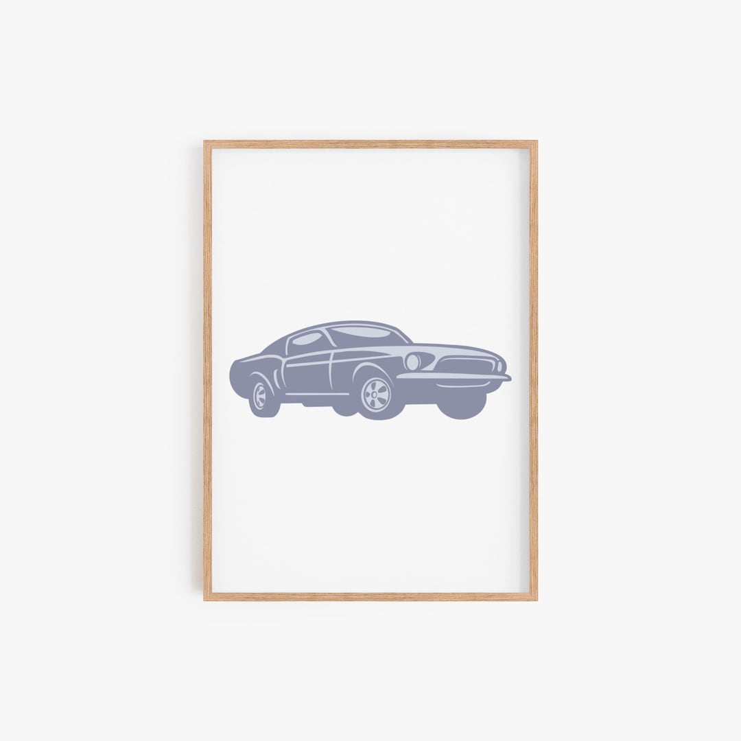 Blue Car Nursery Wall Art | Blue Car Prints for Baby Boy Room | Blue ...
