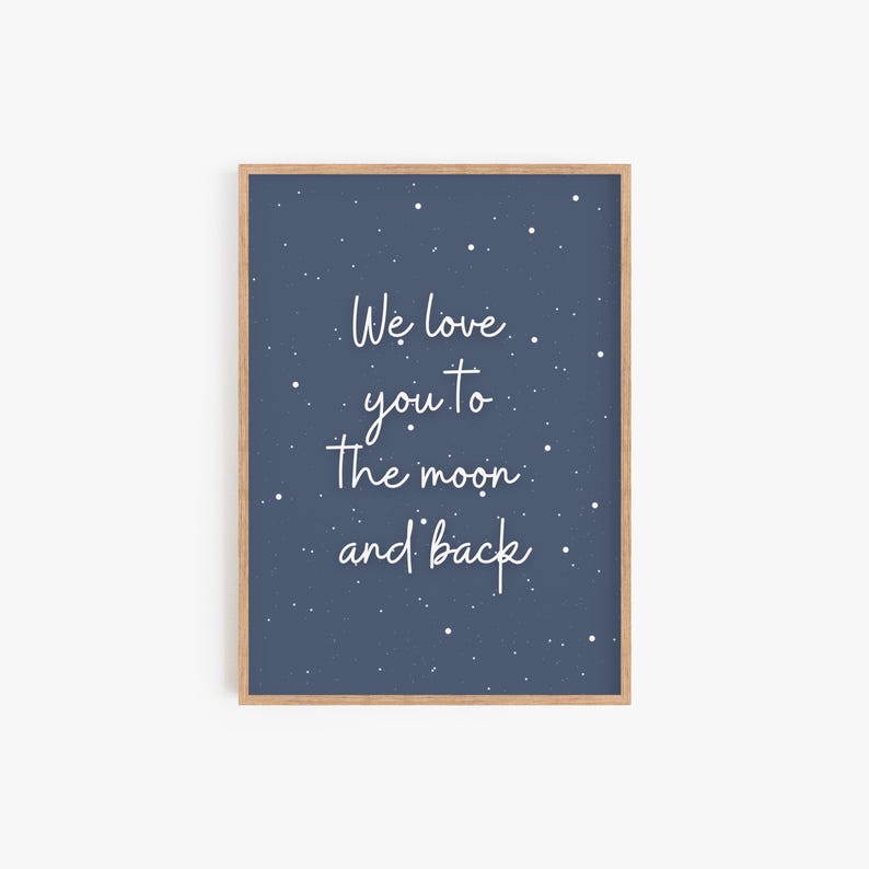 I Love You to the Moon and Back | Dark Blue Space Prints for Baby Room ...