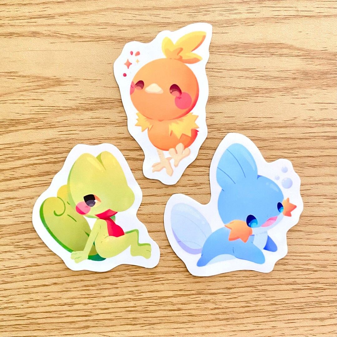 Hoenn Starter Pokemon Charmander, Treeko, Mudkip, Torchik Stickers - Etsy