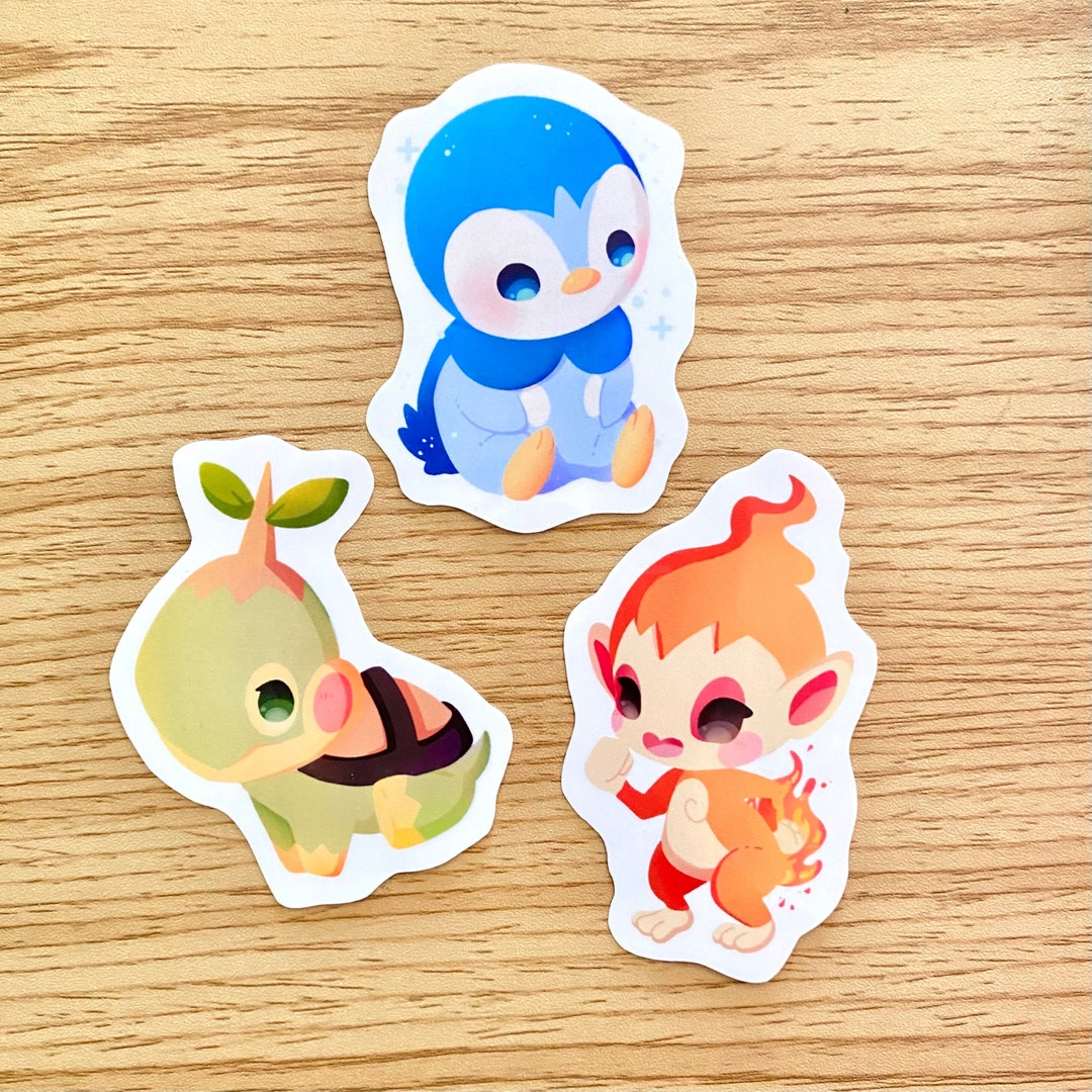 Sinnoh Starter Pokemon Piplup, Chimchar, Turtwig Stickers - Etsy