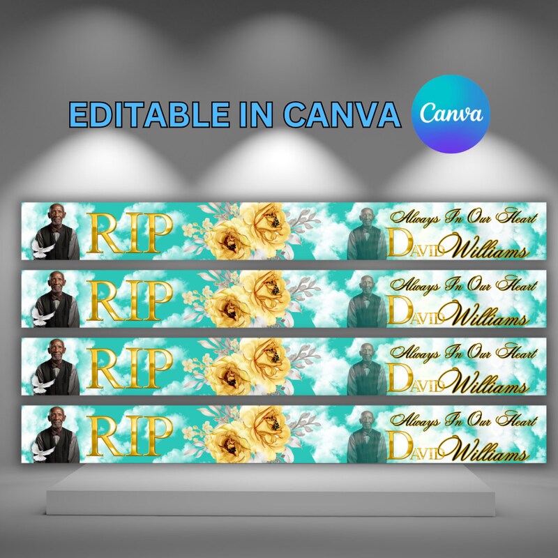 Memorial Ribbon Template Canva - Etsy