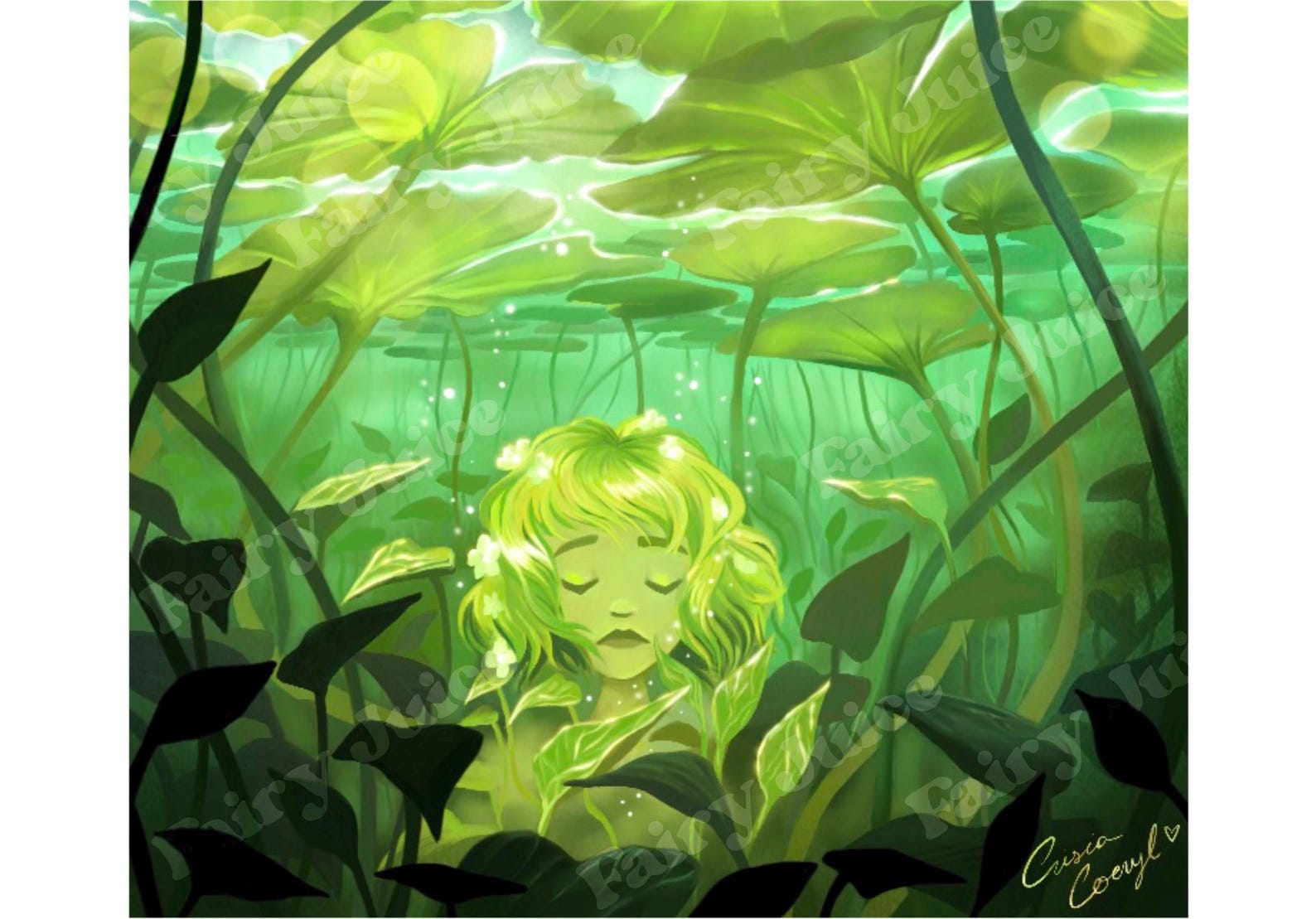 Lily Fae, Lilypad Pond, River Fairy, Digital Illustration, Green Fairy ...