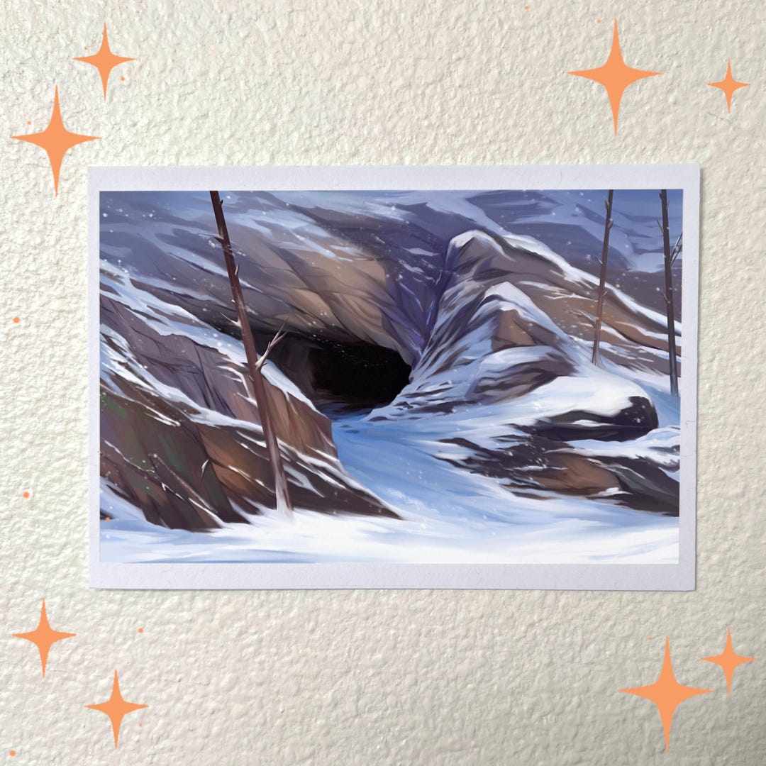 Snow Cave, Winter Illustration, Icy Scene, Original Artwork, Digital ...