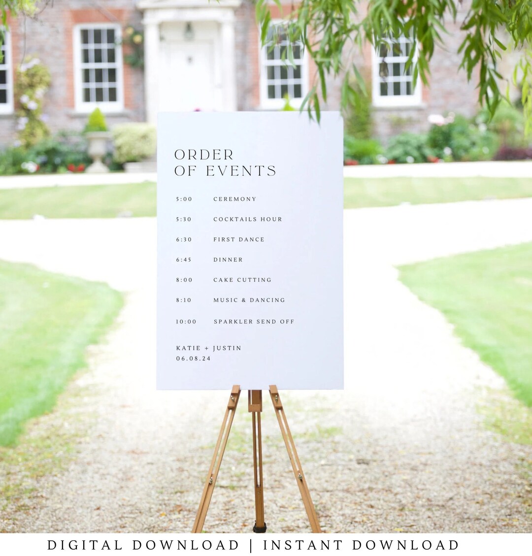 Order of Events Wedding Sign | Wedding Agenda Sign | Wedding Sign ...