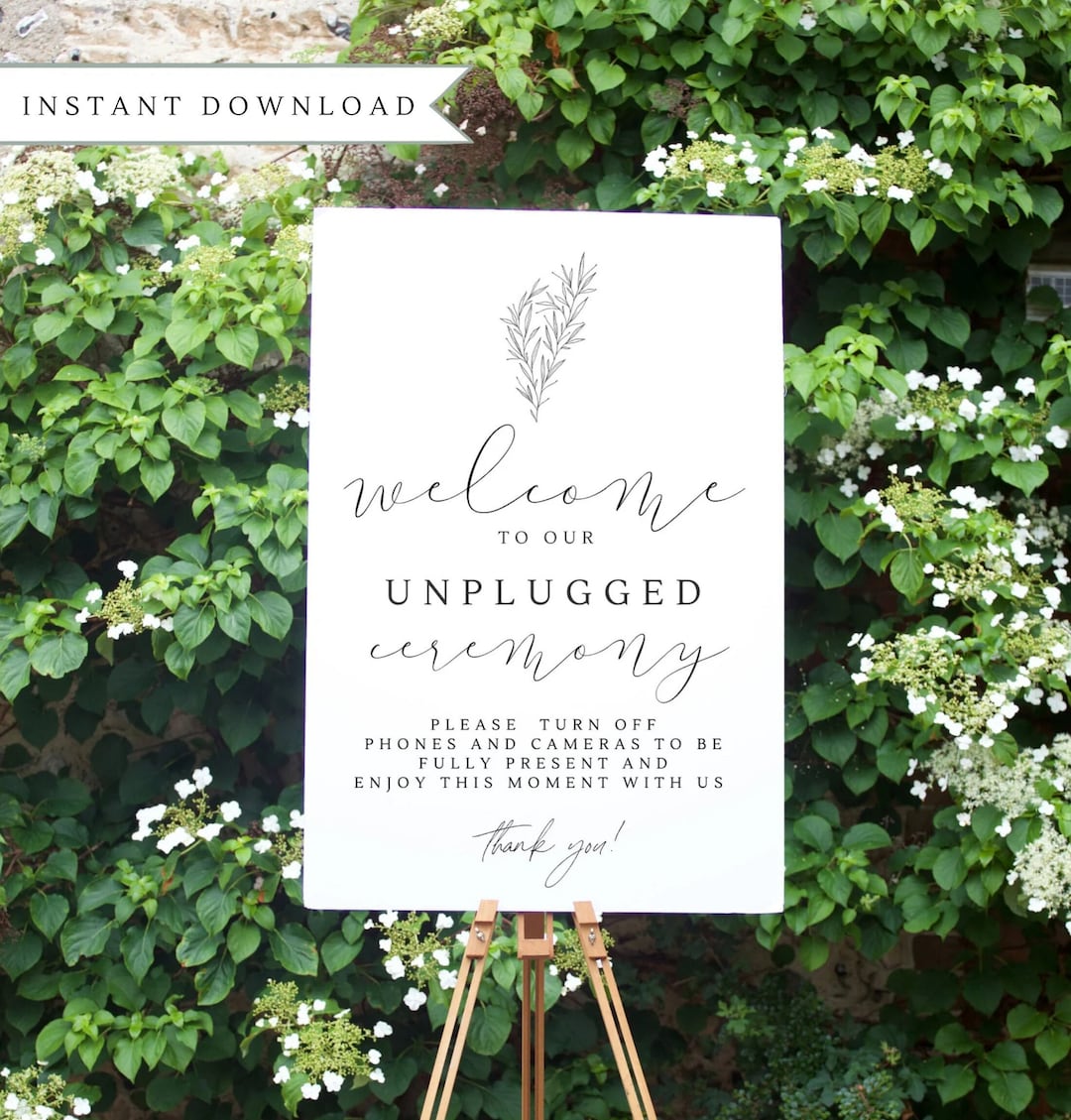 Unplugged Ceremony Sign | Minimal Unplugged Wedding Sign | Welcome to ...