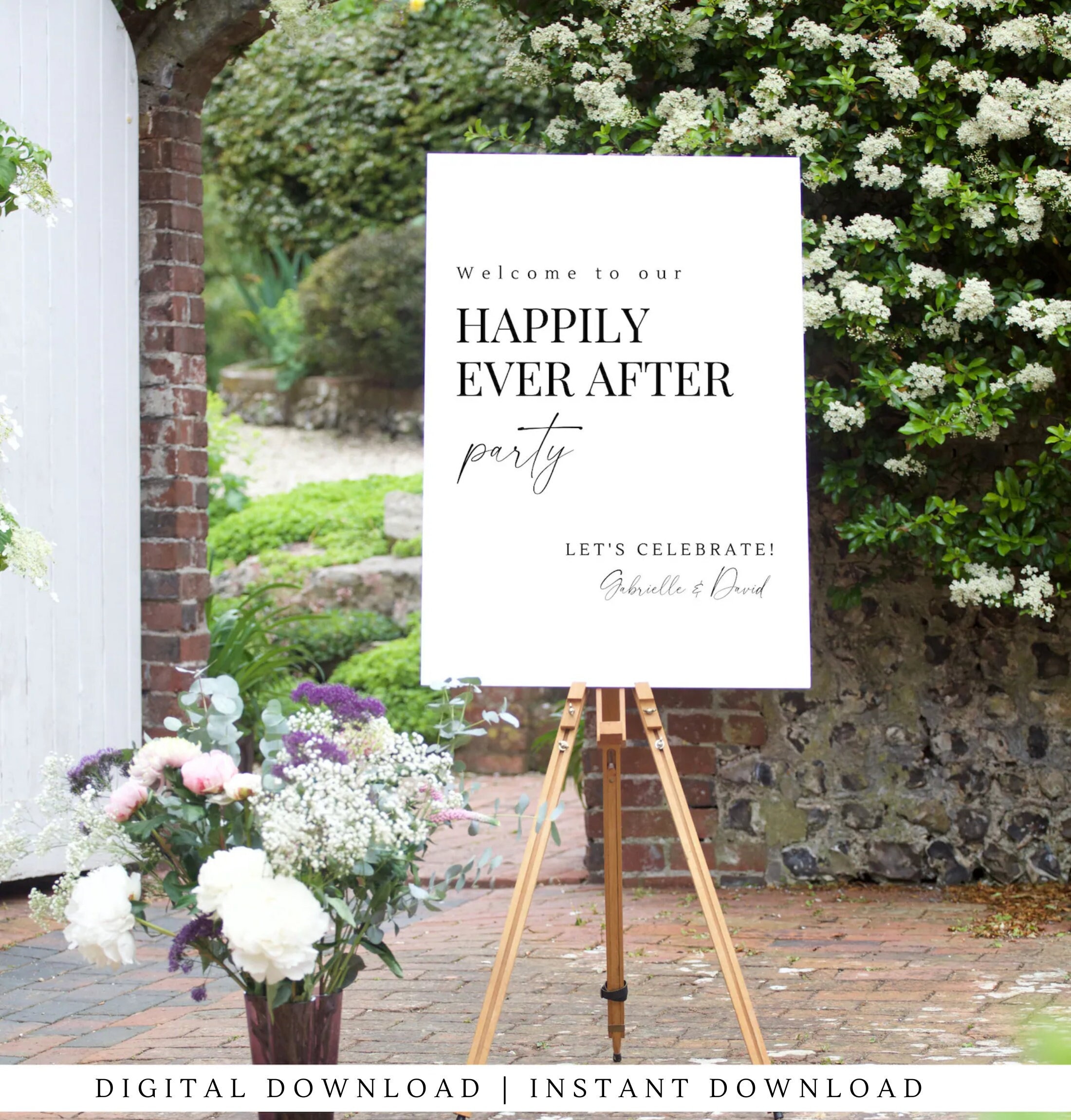 Happily Ever After Party Sign | Reception Welcome Sign | Digital ...