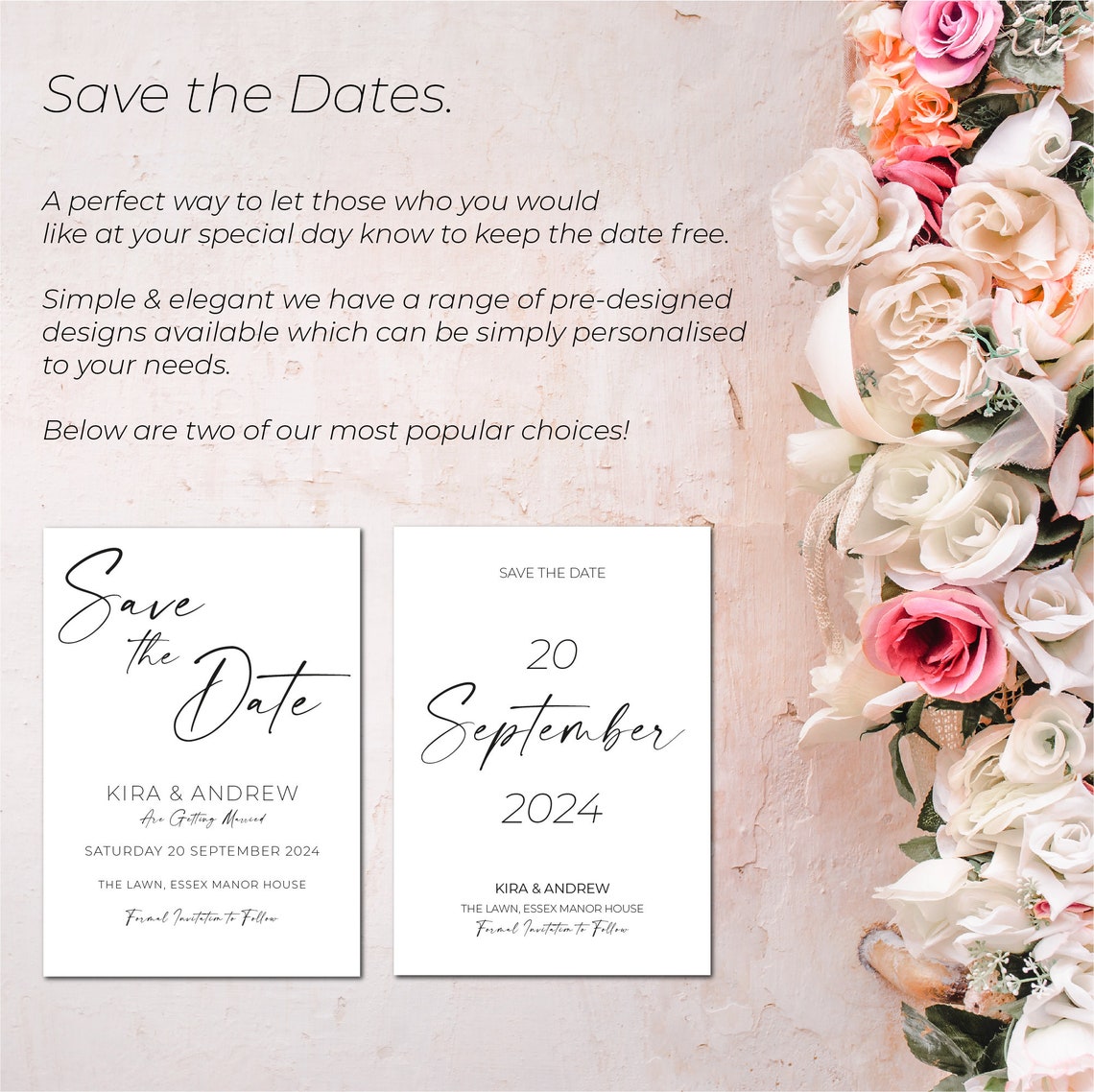 Minimalistic Save the Dates Cards, Elegant & Stylish - Etsy