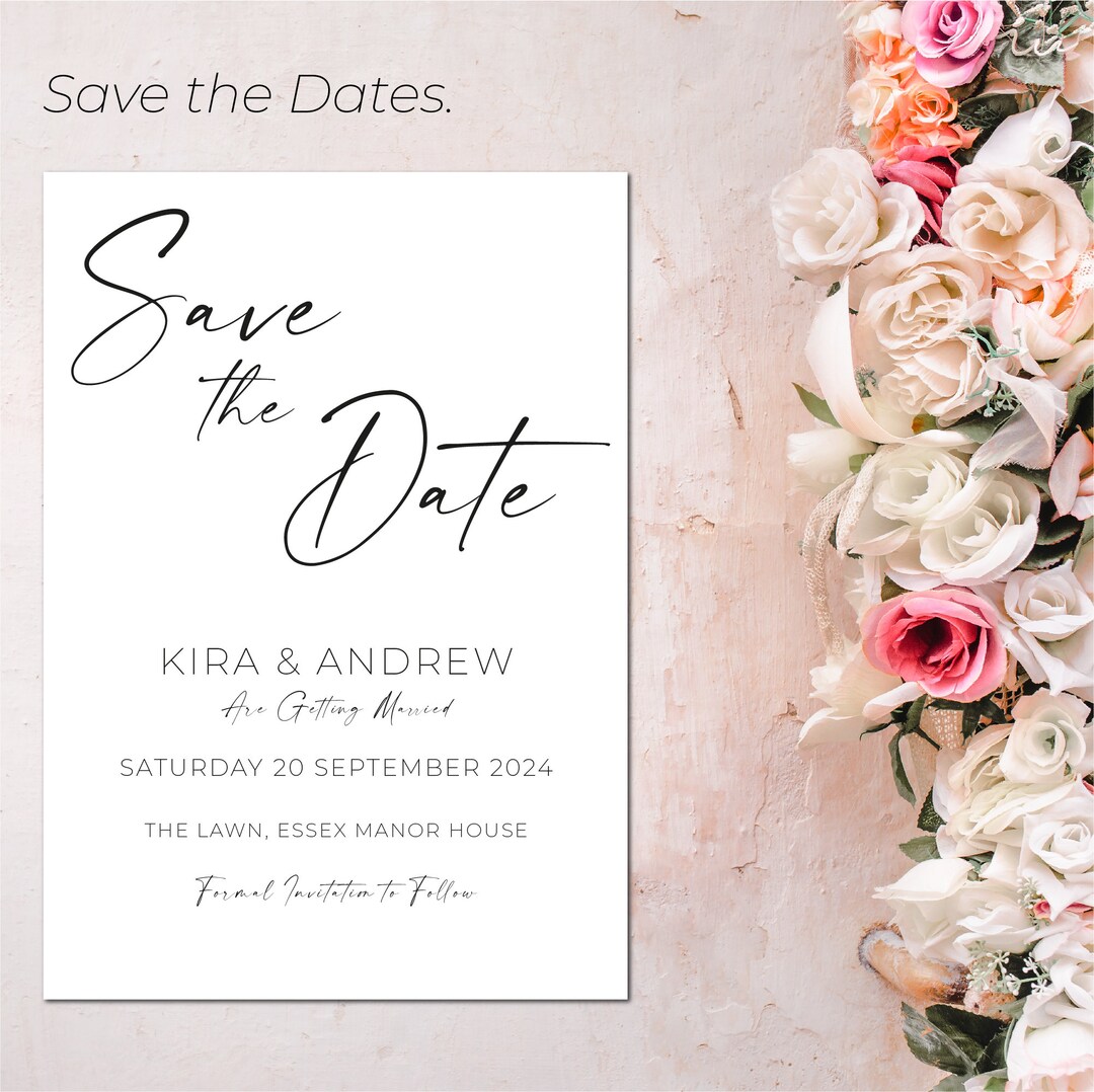Minimalistic Save the Dates Cards, Elegant & Stylish - Etsy