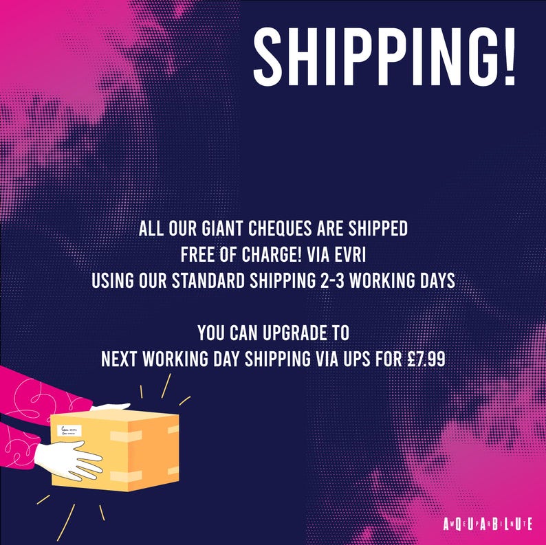 Giant Cheque Personalised Charity Cheque Novelty Free Delivery Fast ...