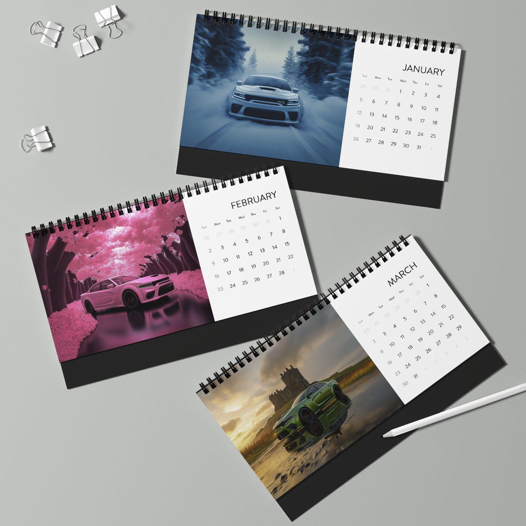 Dodge Charger SRT Desktop Calendar 2025 Grid - Etsy