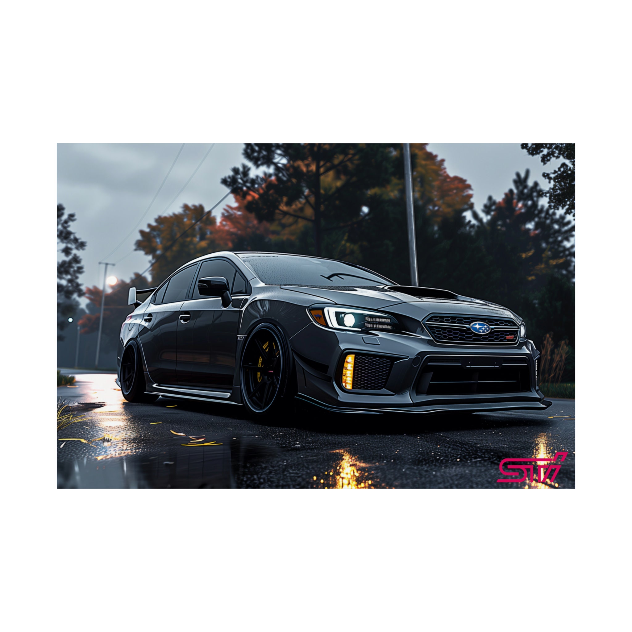 Subaru WRX Sti Dark Gray Rain Poster - Etsy