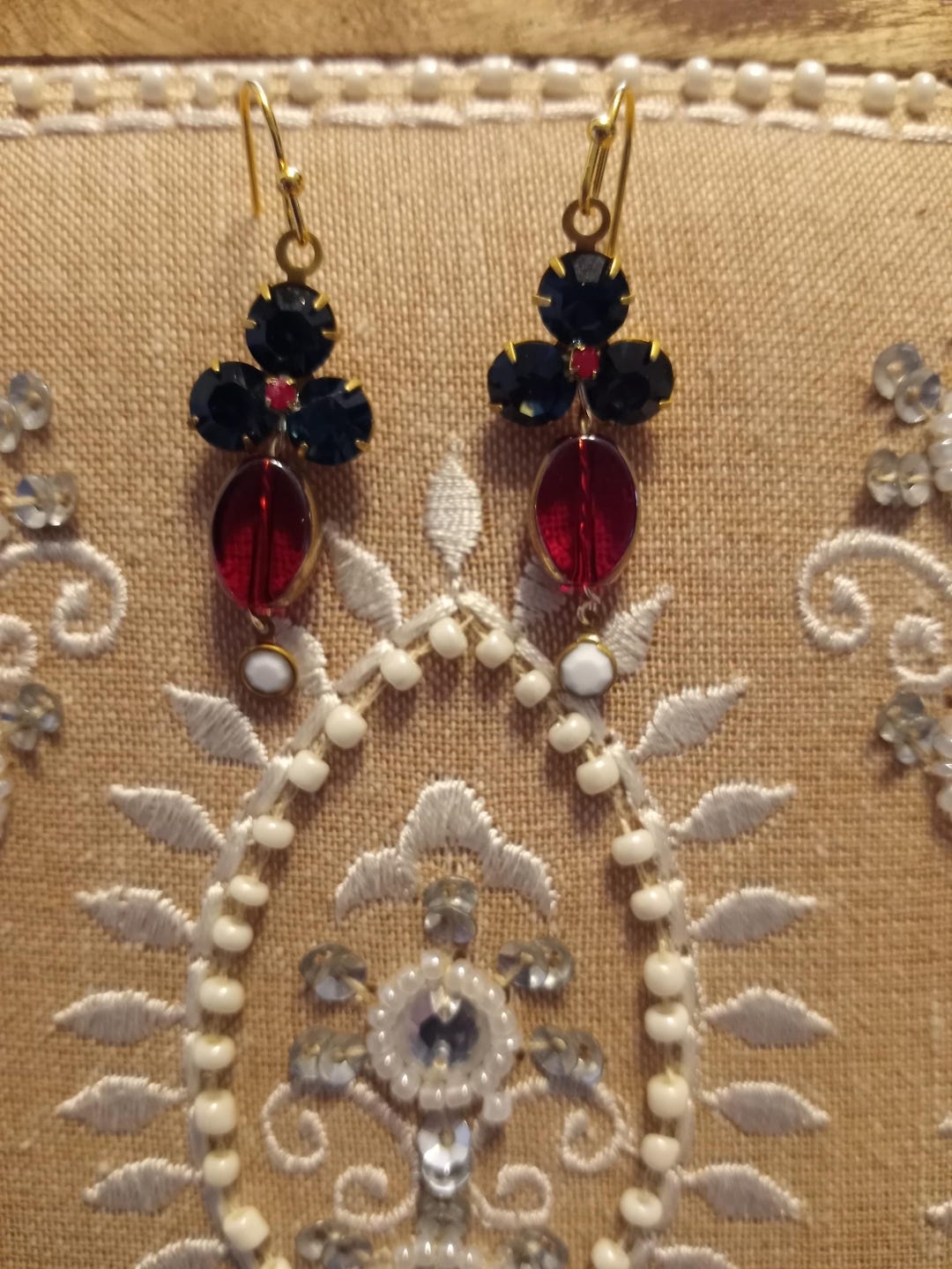 Vintage Re-invented Red, White and Blue Earrings - Etsy