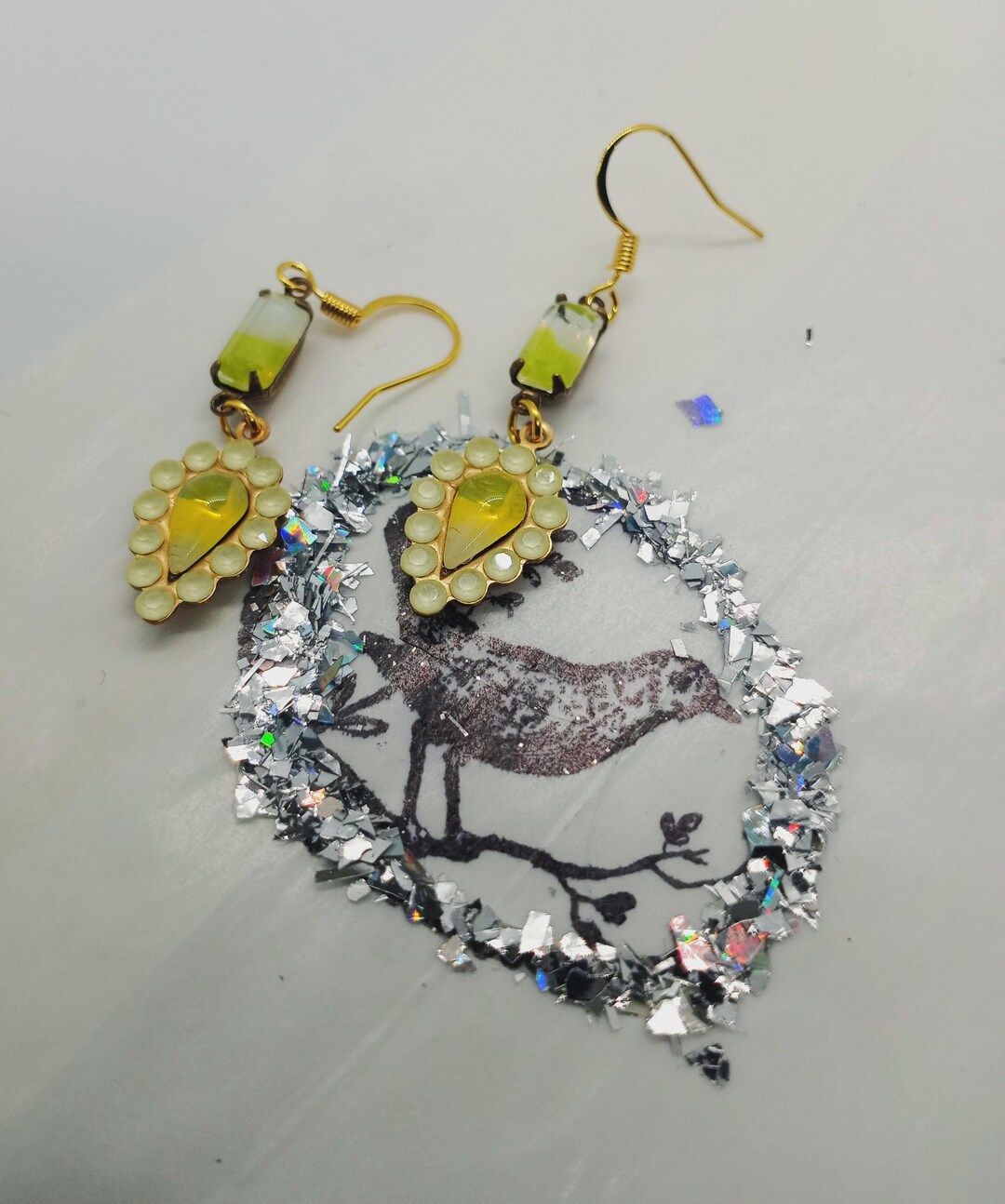 Vintage Re-invented Bright Yellow Sabrina Pear Stones With Austrian ...