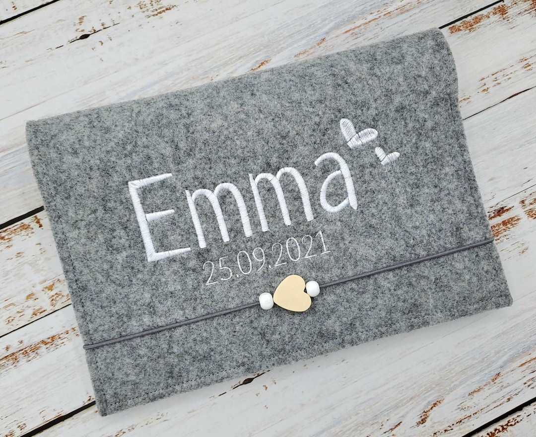 Felt Child Health Record Book Cover, Embroidered, Customizable Child ...