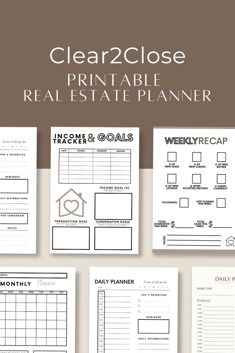Clear2close Printable Real Estate Planner - Etsy