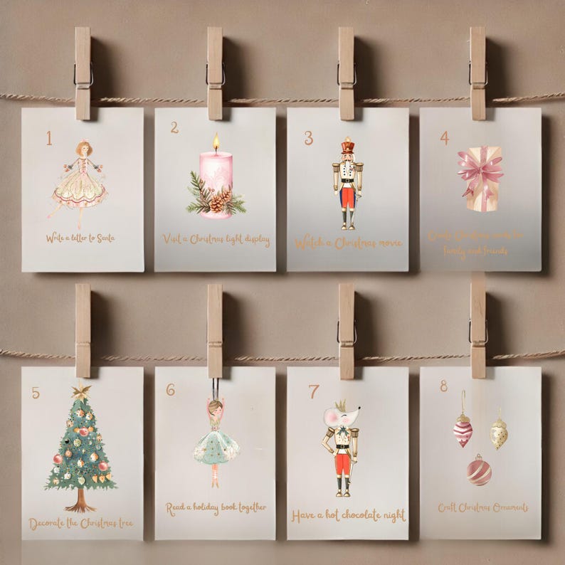 25 Pink Printable Advent Activity Cards for Kids Christmas Bucket List ...