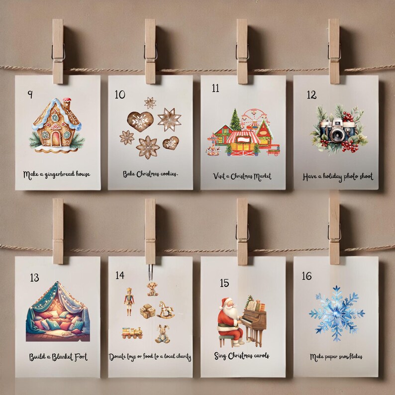 25 Printable Advent Activity Cards for Kids Christmas Bucket List ...