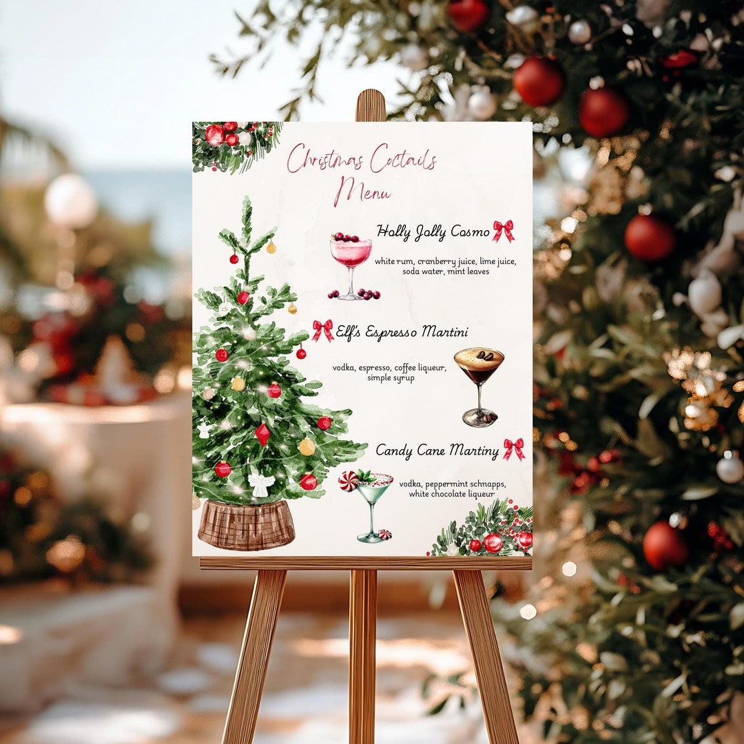 Christmas Bar Menu, Holiday Bar Sign, Modern Wedding Bar Signature ...