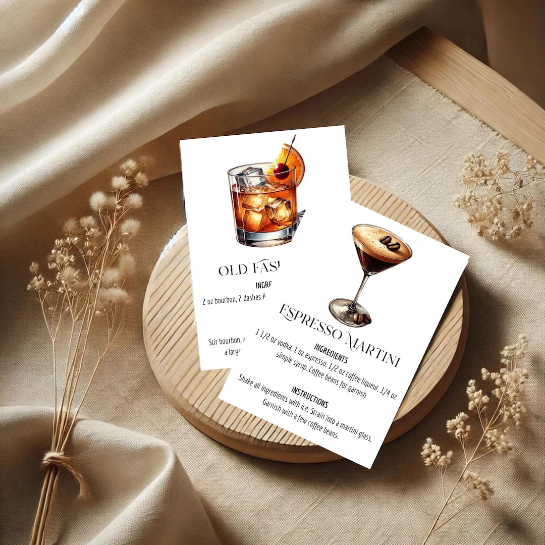 Cocktail Recipe Cards Printable | Editable Drink Recipe Templates ...