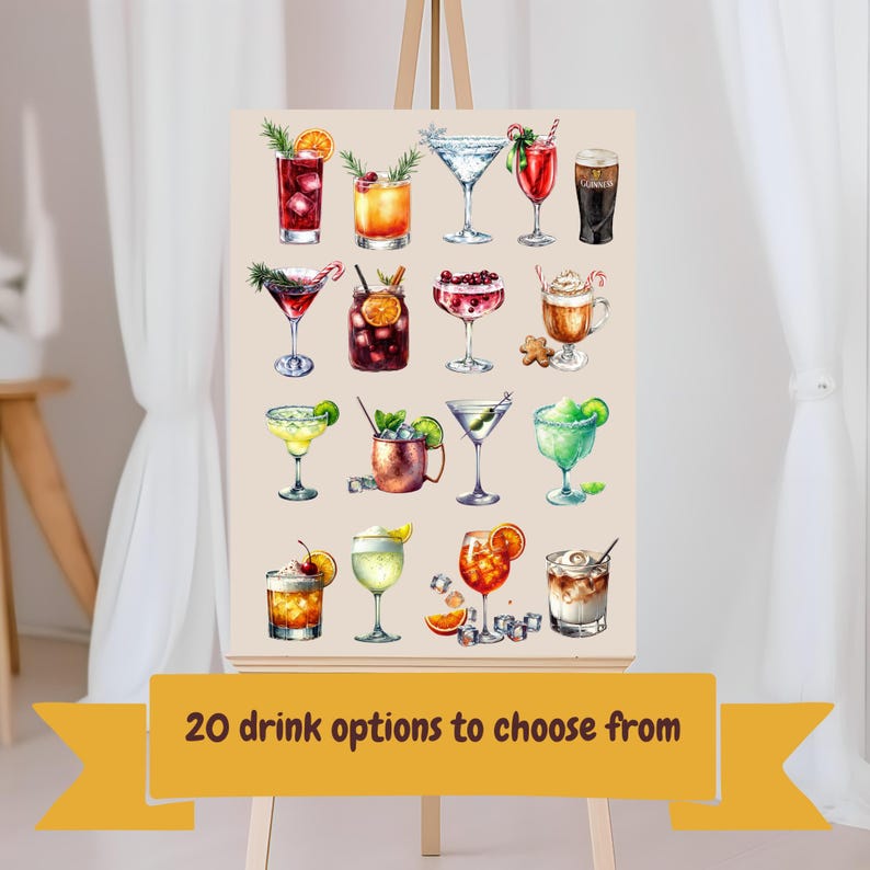 Christmas Bar Menu, Holiday Bar Sign, Modern Wedding Bar Signature ...