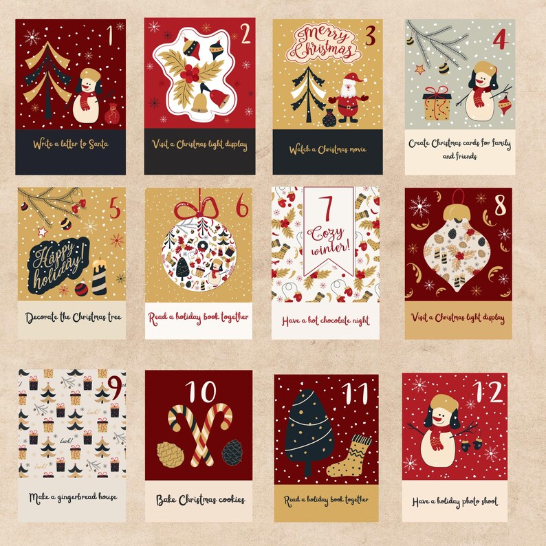 25 Printable Advent Activity Cards for Kids Christmas Bucket List ...