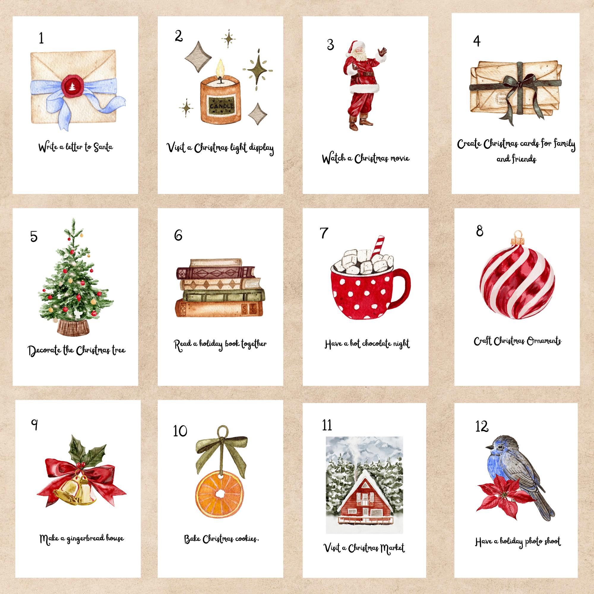 25 Printable Advent Activity Cards for Kids Christmas Bucket List ...