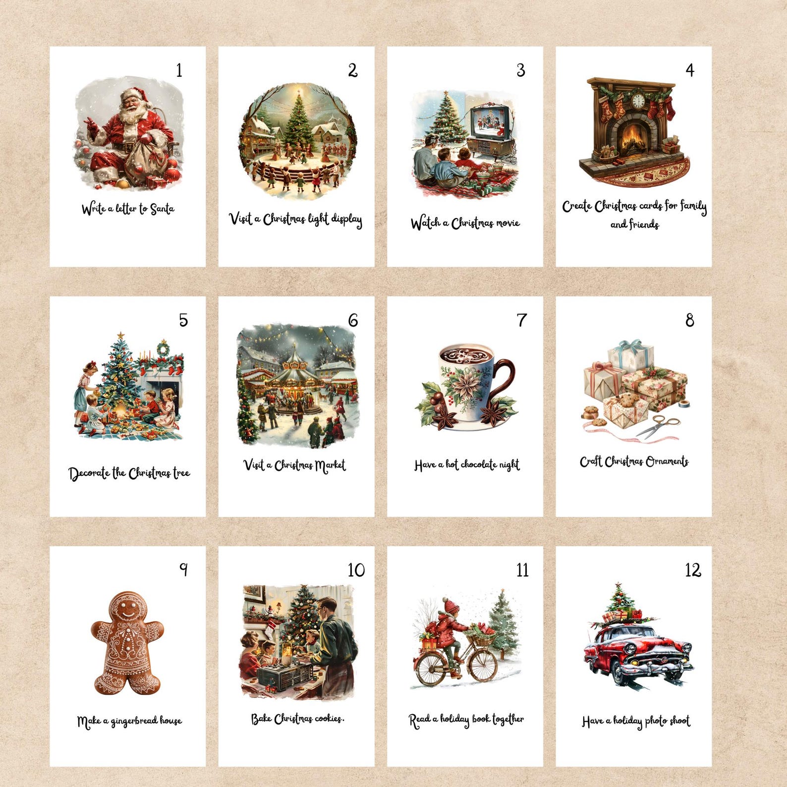25 Traditional Advent Activity Cards for Kids Christmas Bucket List ...