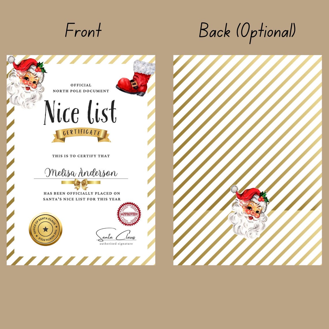 Printable Nice List Certificate Template, North Pole Mail Christmas ...