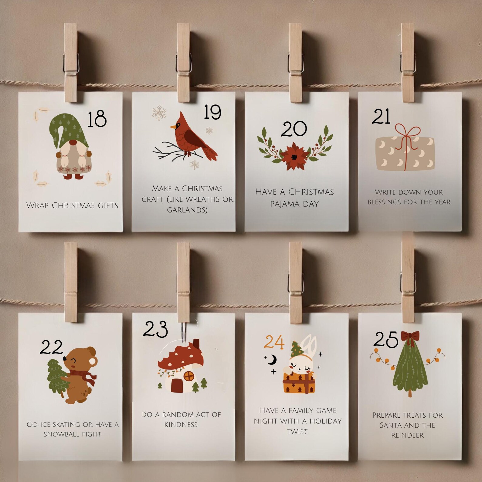 25 Printable Advent Activity Cards for Kids Christmas Bucket List ...