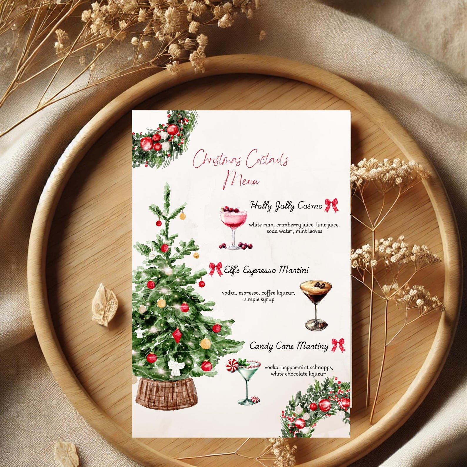Christmas Bar Menu, Holiday Bar Sign, Modern Wedding Bar Signature ...