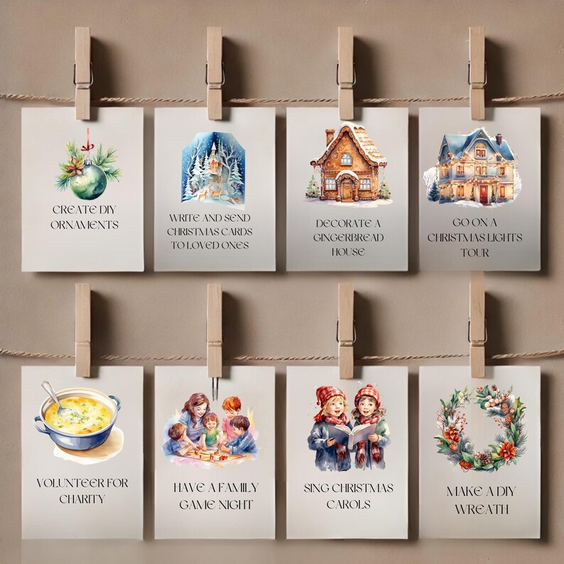 36 Printable Advent Activity Cards for Kids Christmas Bucket List ...