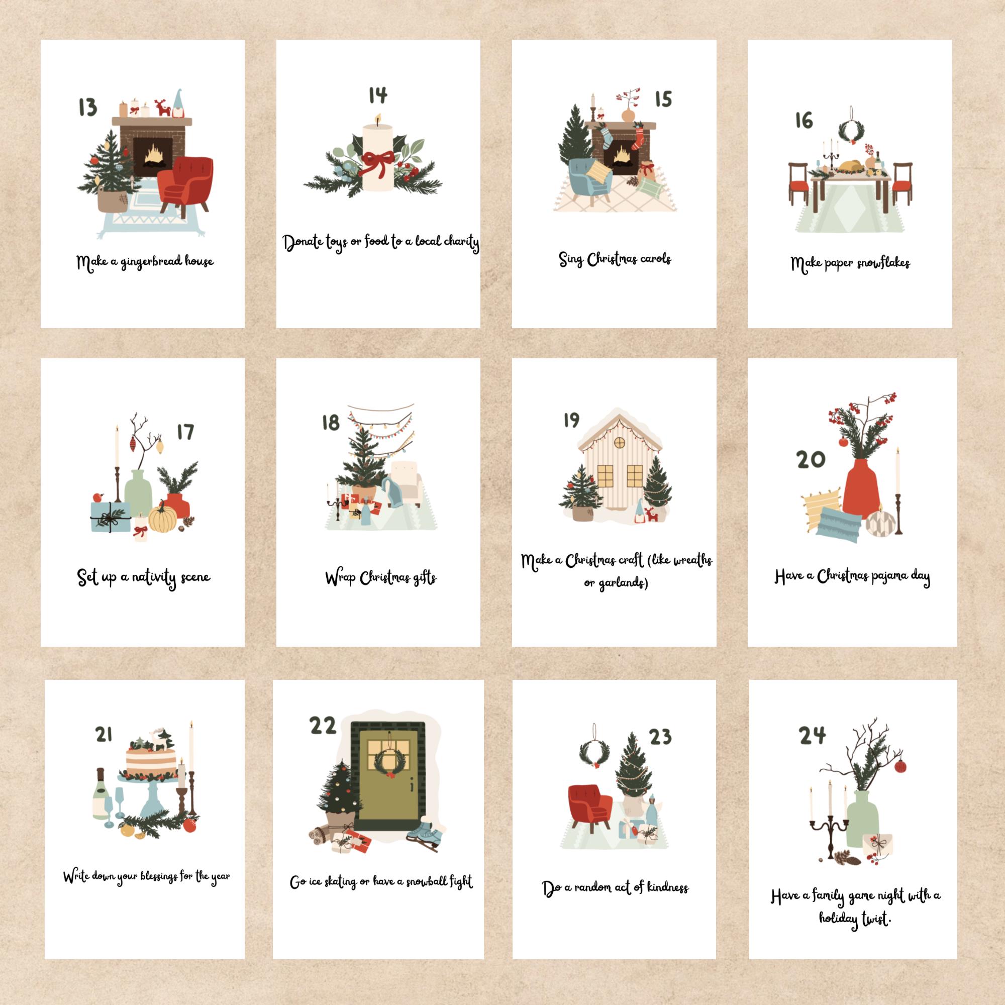 25 Printable Advent Activity Cards for Kids Christmas Bucket List ...