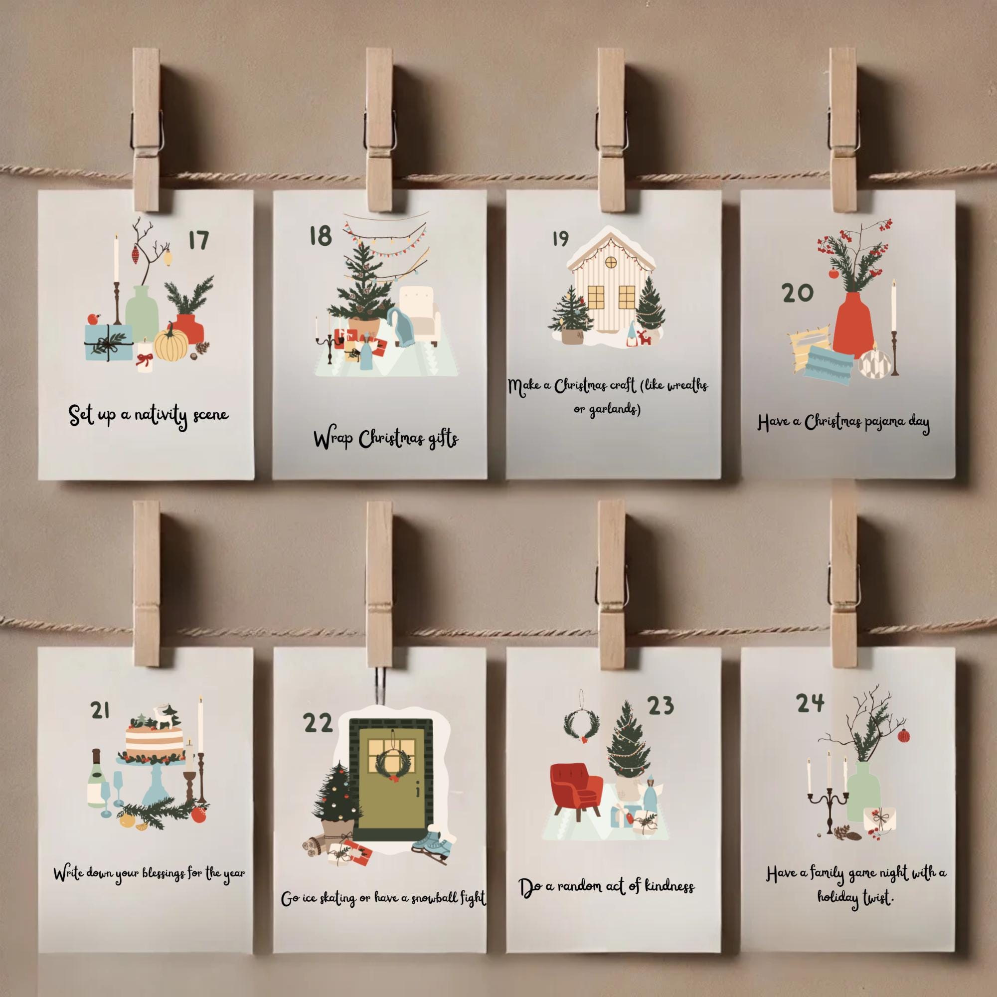 25 Printable Advent Activity Cards for Kids Christmas Bucket List ...
