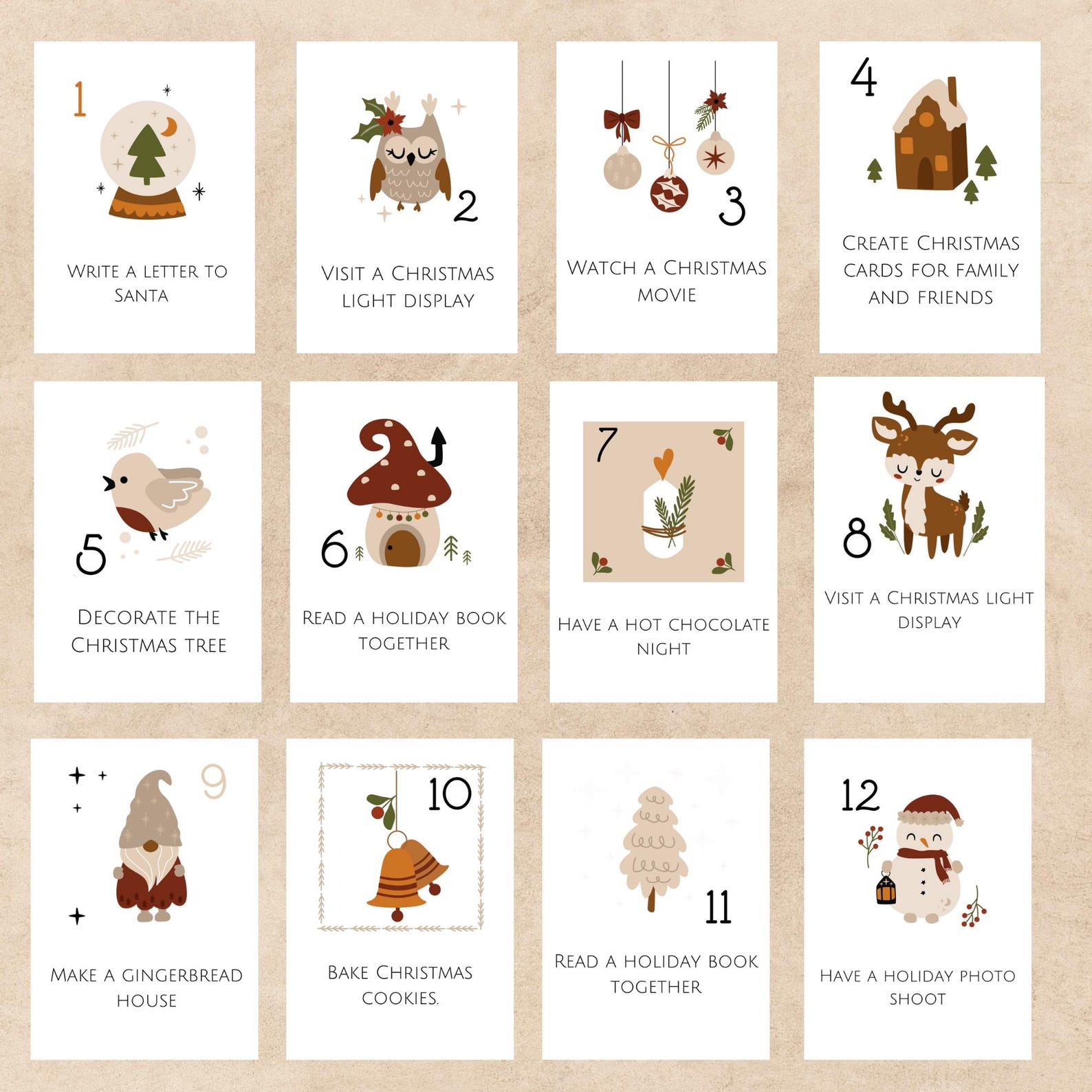 25 Printable Advent Activity Cards for Kids Christmas Bucket List ...