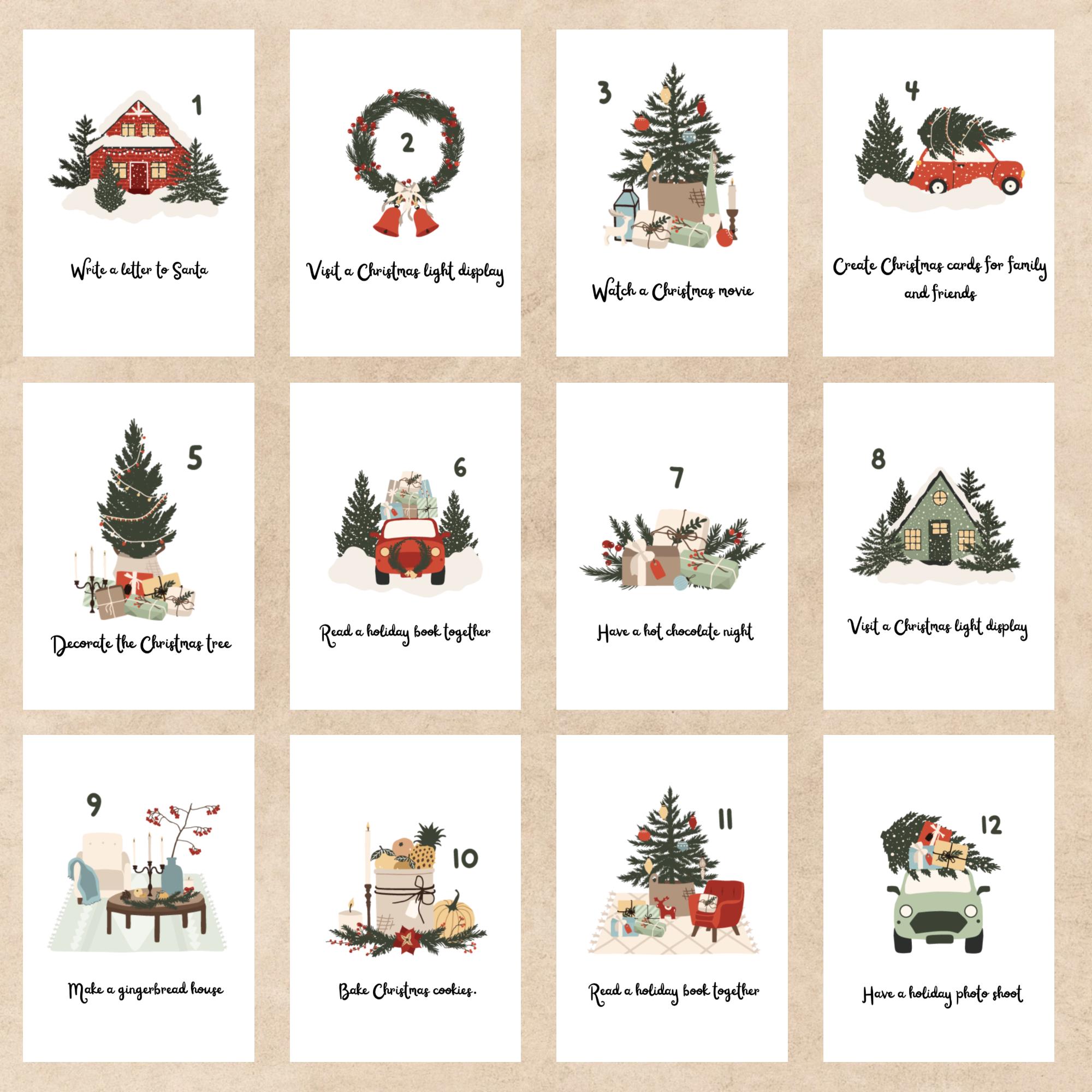 25 Printable Advent Activity Cards for Kids Christmas Bucket List ...