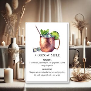 Printable Cocktail Recipe Cards Editable Drink Recipe Templates Digital ...