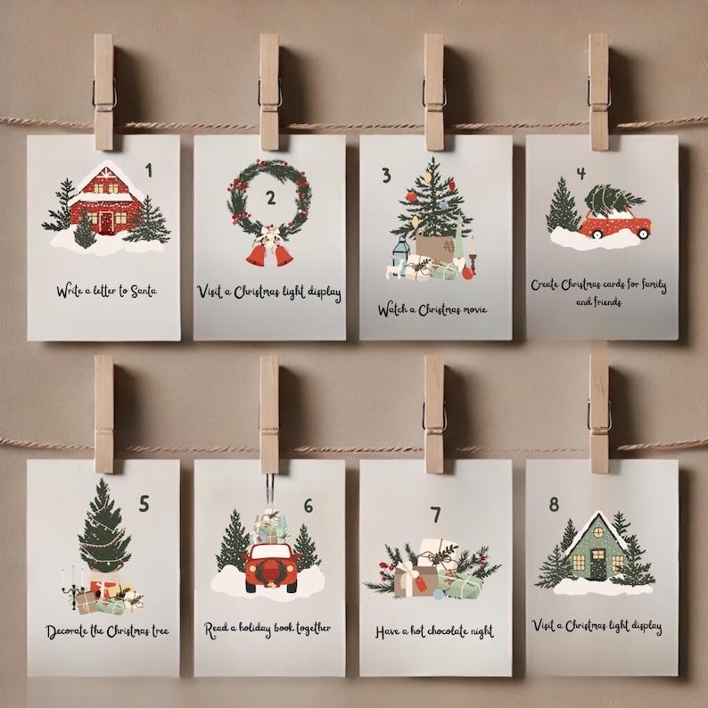25 Printable Advent Activity Cards for Kids Christmas Bucket List ...