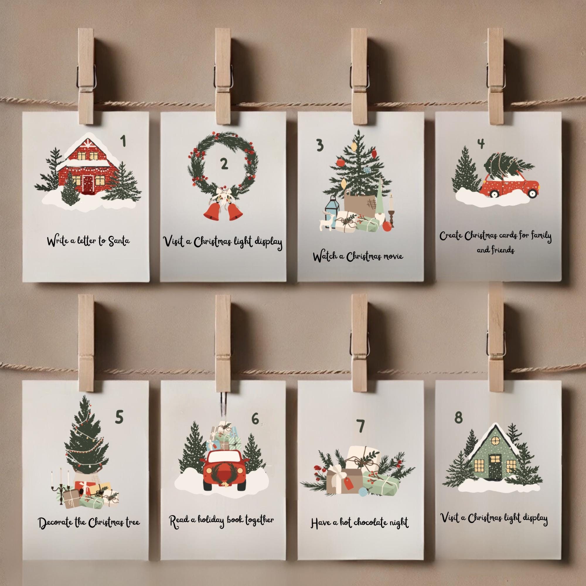 25 Printable Advent Activity Cards for Kids Christmas Bucket List ...