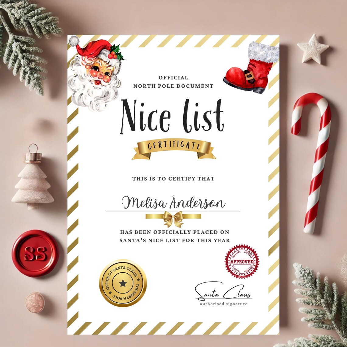 Printable Nice List Certificate Template, North Pole Mail Christmas ...